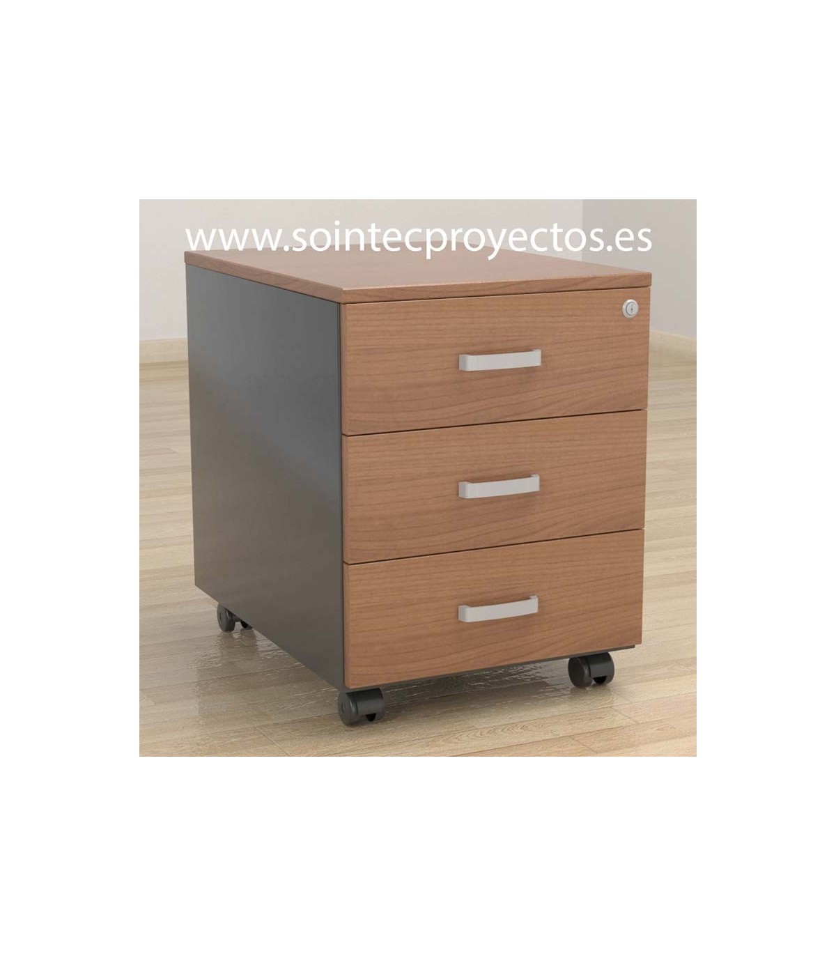 Buck metálico de 3 cajones con ruedas